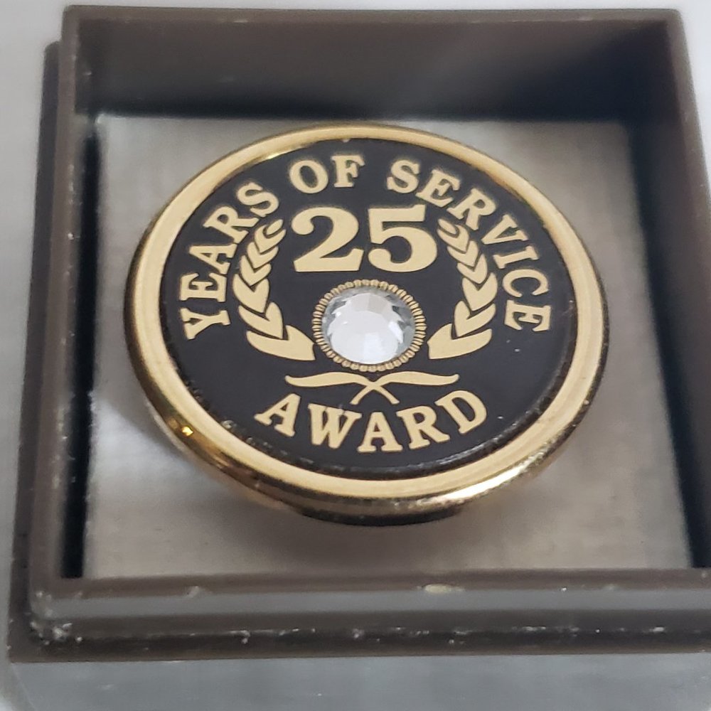25 Years Of Service Award Vintage Round Lapel Pin By … - Gem